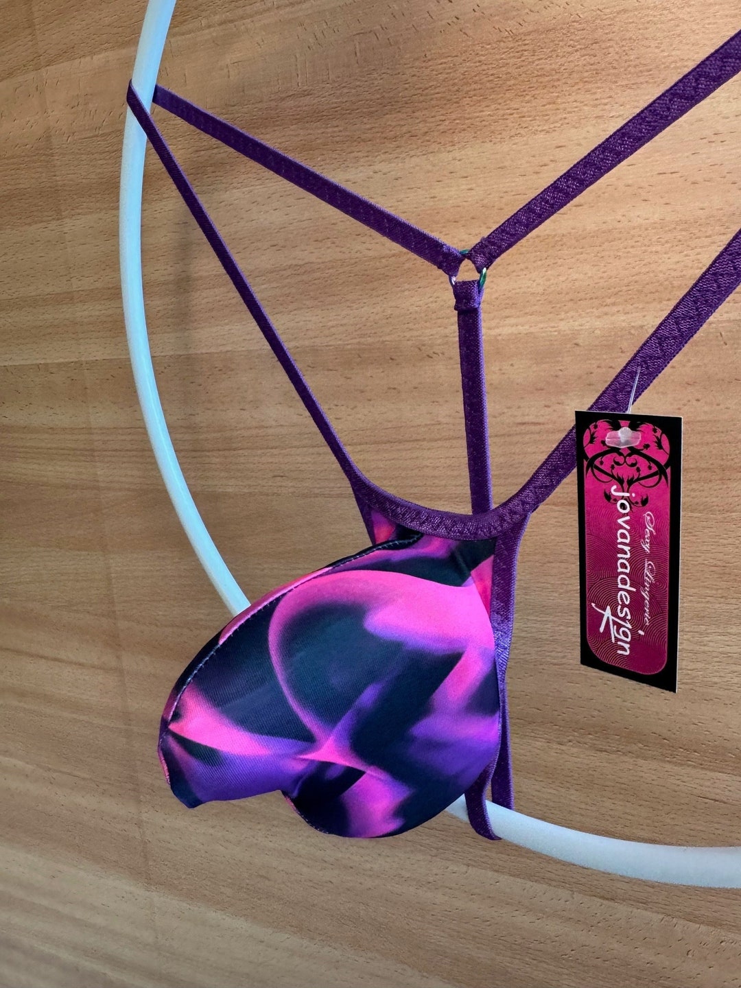 Jovanadesign 3D String 1 Push up and Push Out Mens String Waves Island Lilac/magenta/plum ...