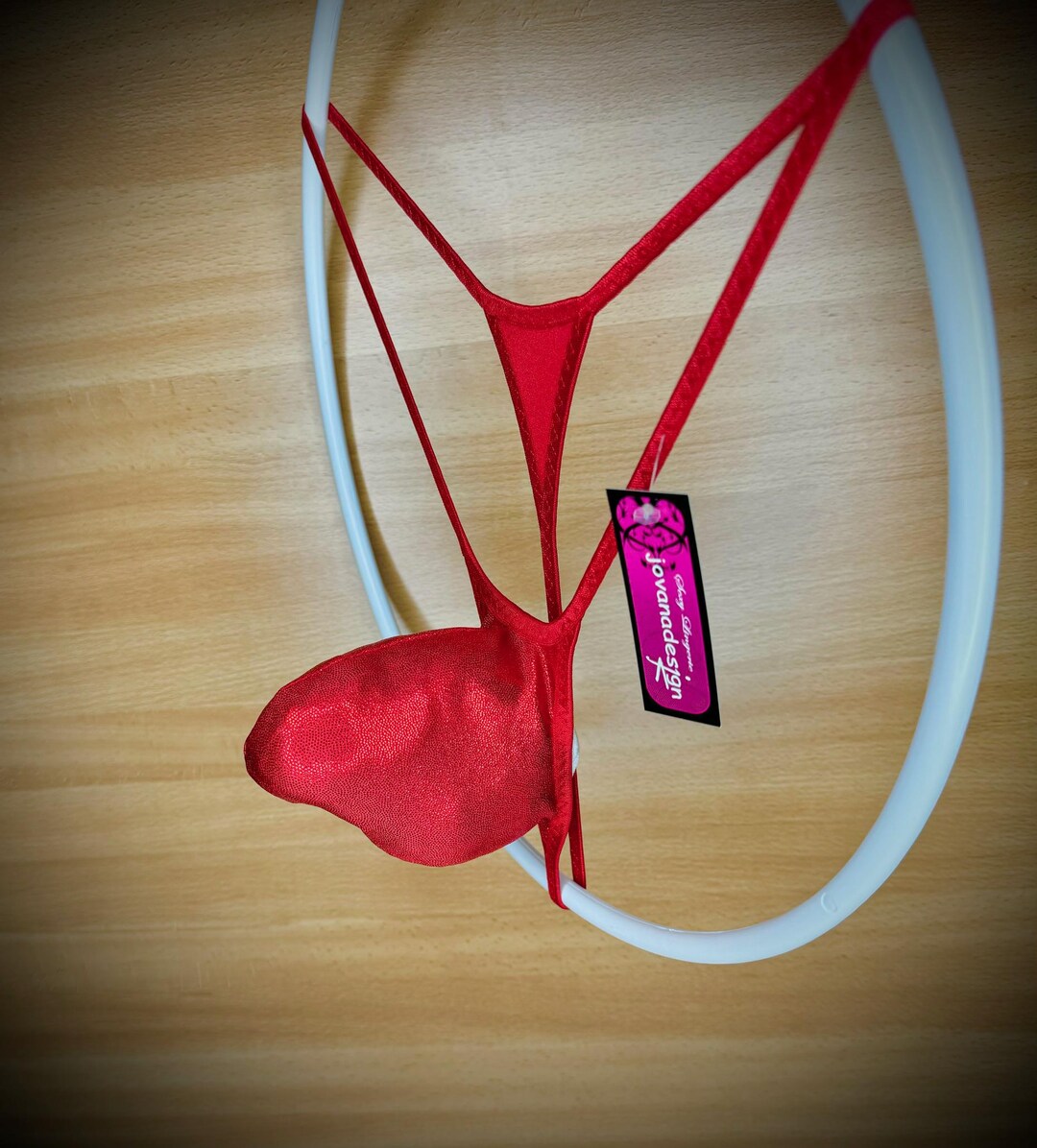 Jovanadesign 3D String 1 Push up and Push Out Mens Tanga String Red Mystique Shiny Underwear ...