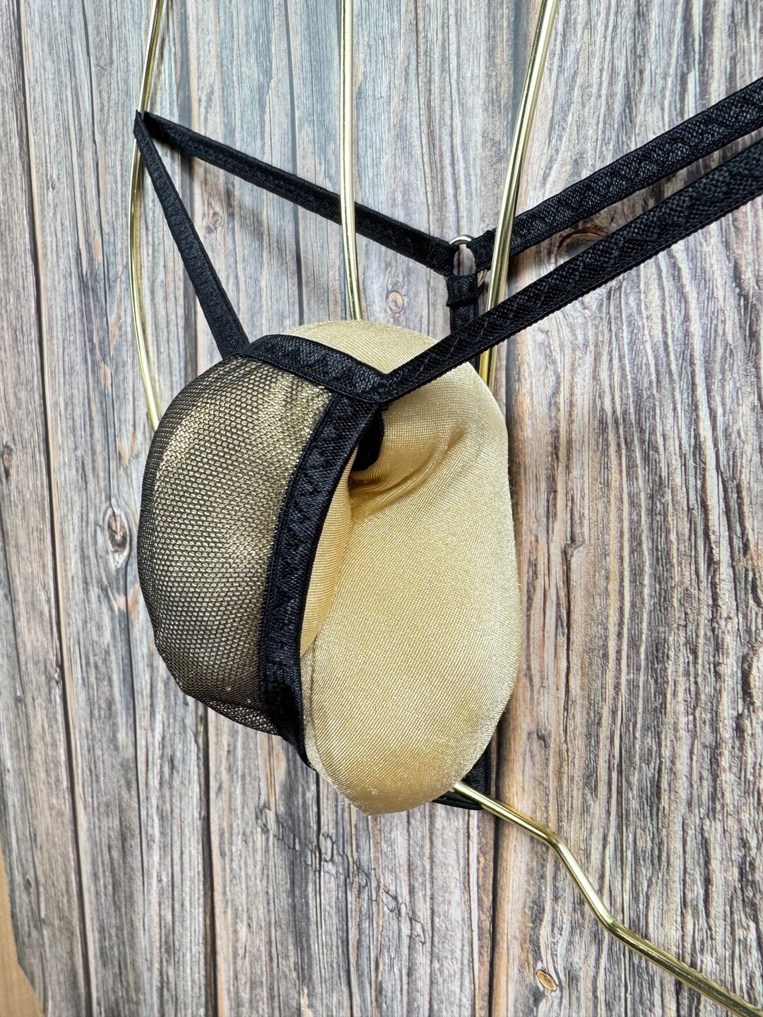 Jovanadesign Nano Men String With Loop- Metallic Gold Mesh Black See ...
