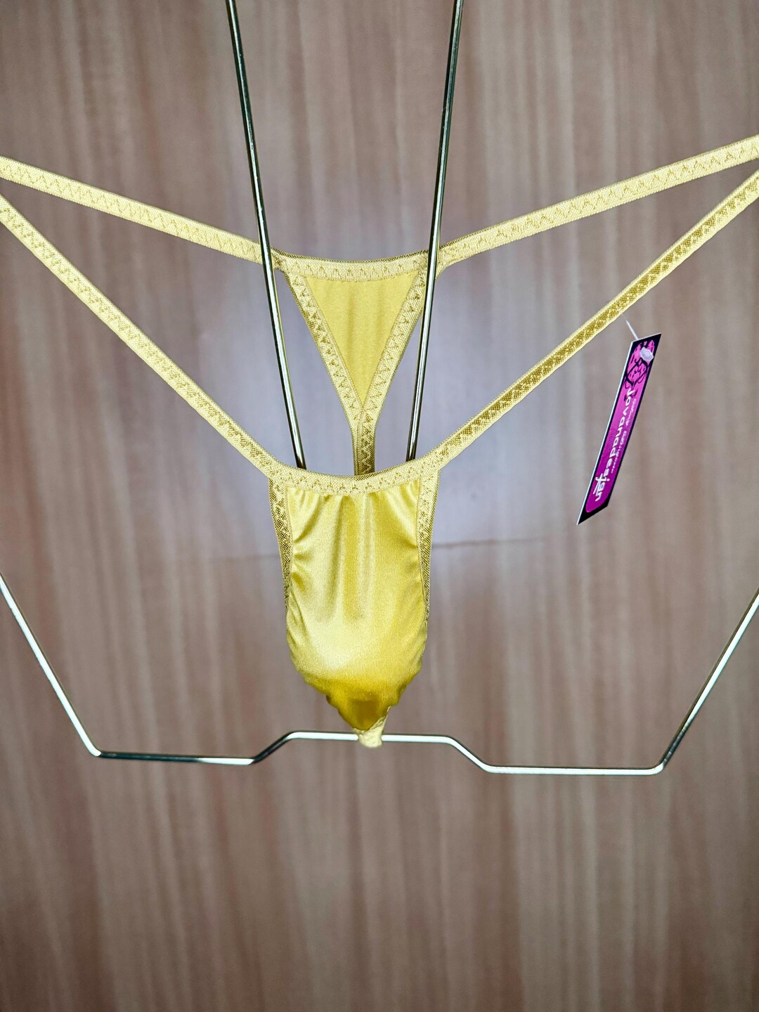 Jovanadesign V-front Extreme Micro Mens String, Gold Wet Look, Underwear, Swimwear Handmade in ...