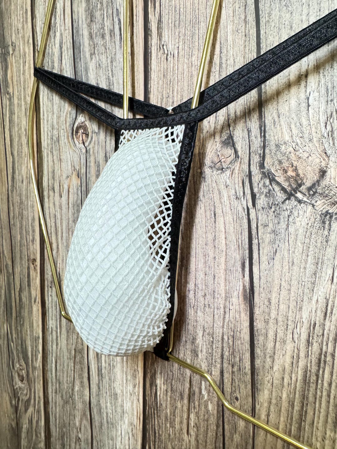 Very Narrow K1 Mens Sheer Fishnet String: Black Seamless Mini Tanning ...