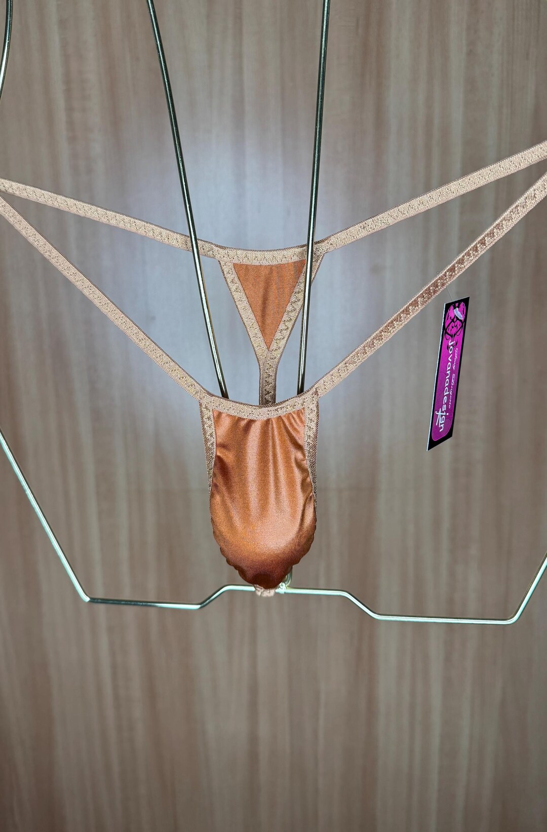 Jovanadesign V-front Extreme Micro Mens String, Shiny Copper Wet Look, Tiny Male Extremely Sexy ...