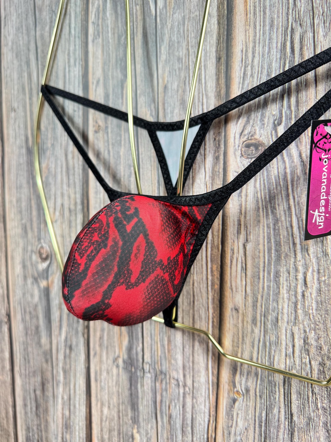 Jovanadesign David Bulge String - Anaconda Snake Deep Red/black - Low ...