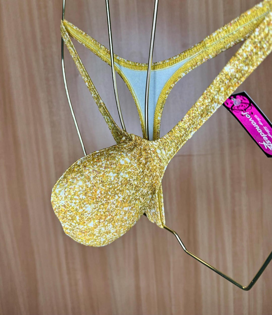 Jovanadesign Hercules Push Out Thong Gold Print Bulge Tight Opening ...