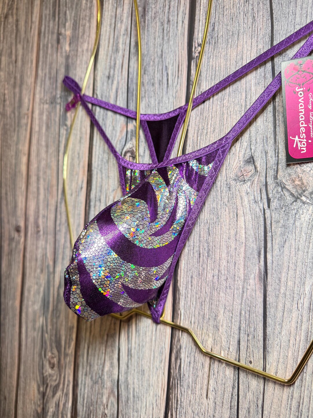 Jovanadesign George Mens Bulge String Plum Silver Multi Hologram ...