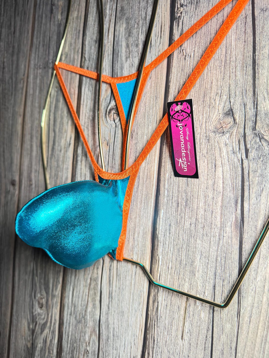 Jovanadesign 3D String (1) Push up and Push Out Mens Contoured Bulge String - Metallic Turquoise ...