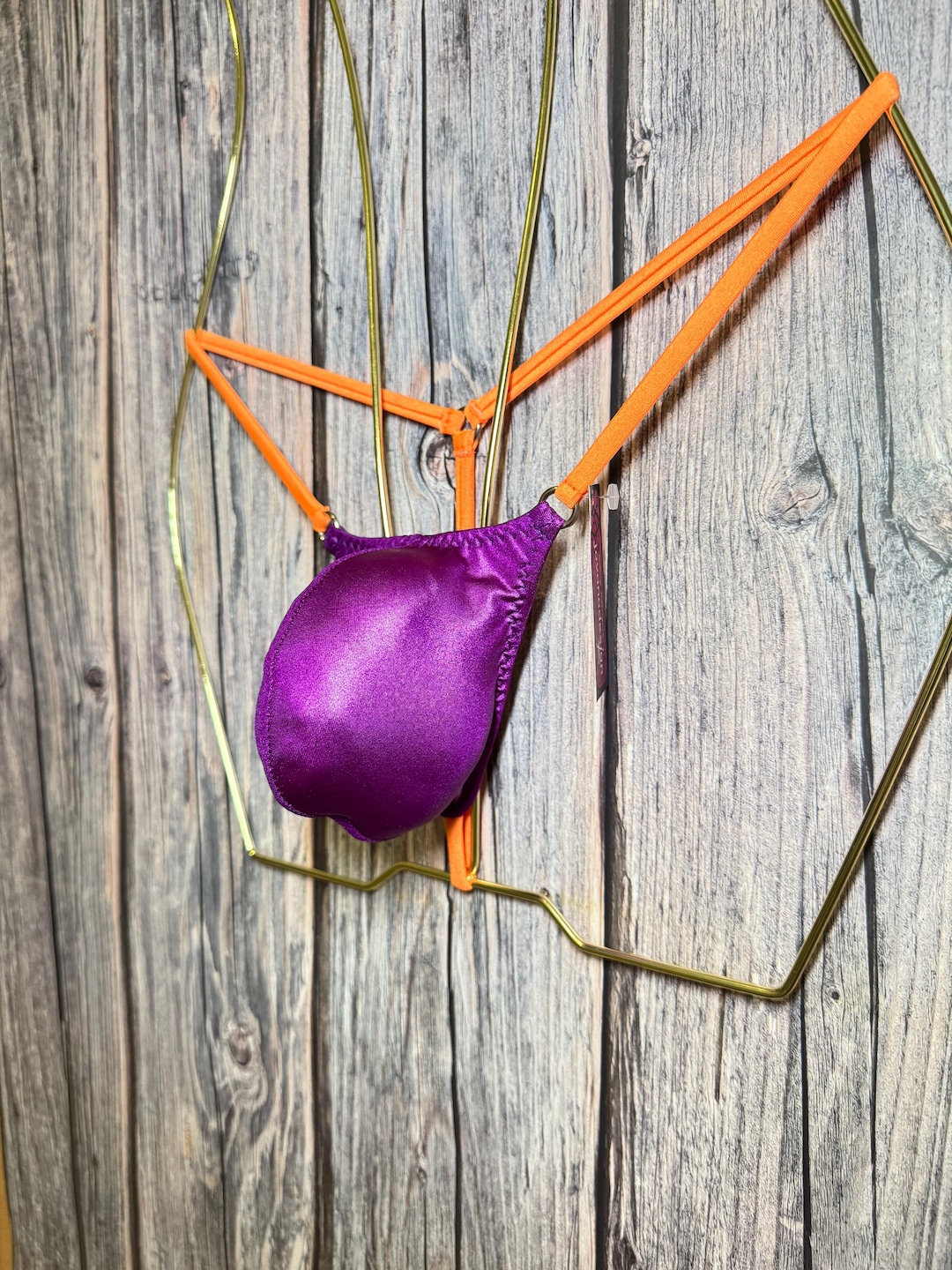 Jovanadesign 3 Pouch Sizes Bulge String Plum Wet Look Neon Orange ...