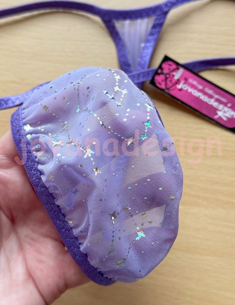 Very Narrow Mens Transparent String, Hologram Lilac Mesh Seamless Men ...