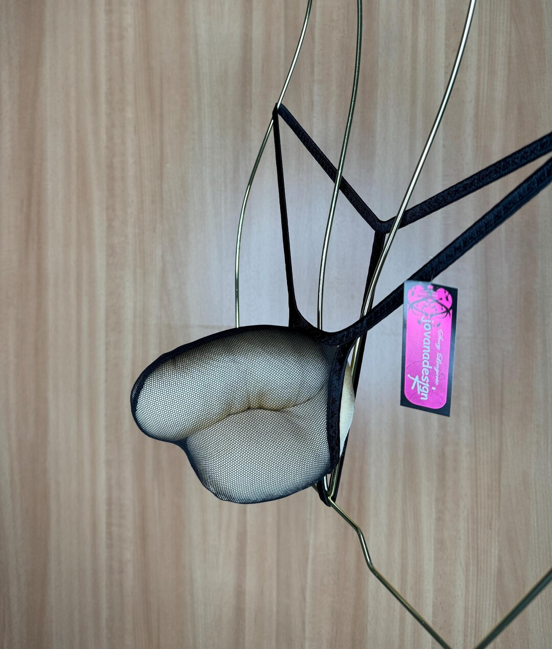 Jovanadesign 3D String 1 Push up and Push Out Mens String M Black See Through Mesh, Bulge Men ...