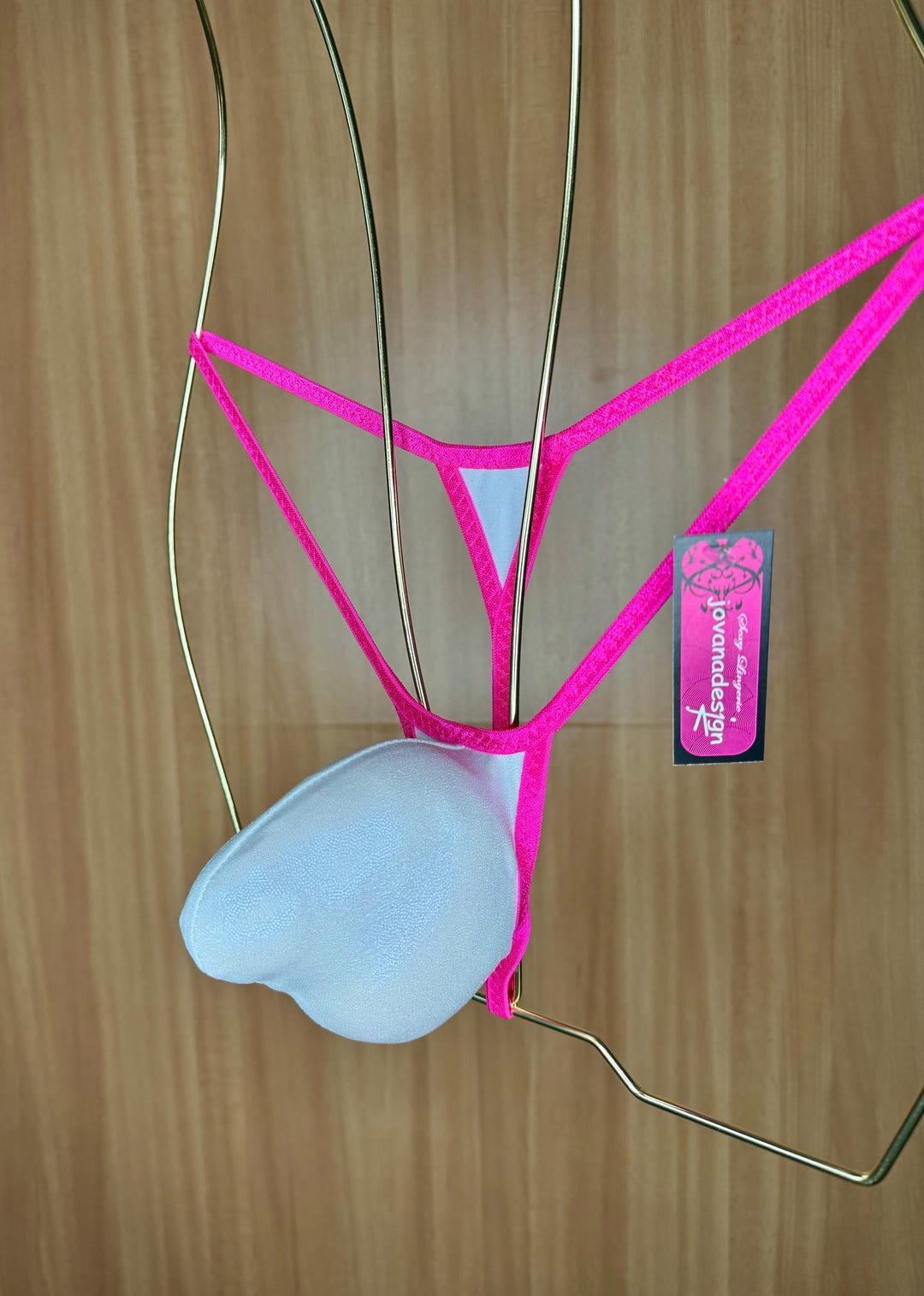 Jovanadesign 3D String 1, Push up and Push Out Mens String White Shine Mystique/hot Pink , Bulge ...