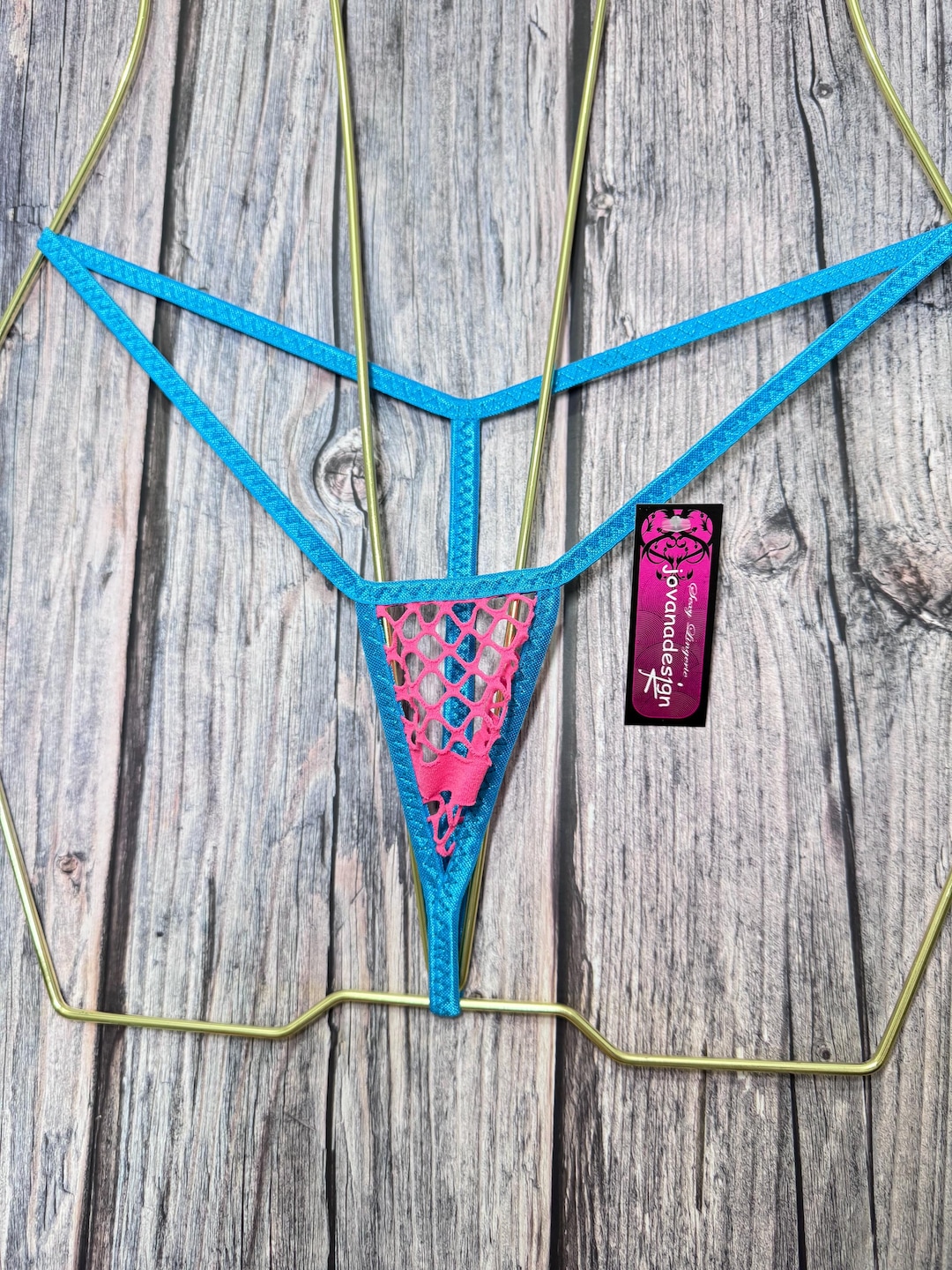 Jovanadesign Mens Nano String Pink Holes Turquoise Trim Extreme Micro ...