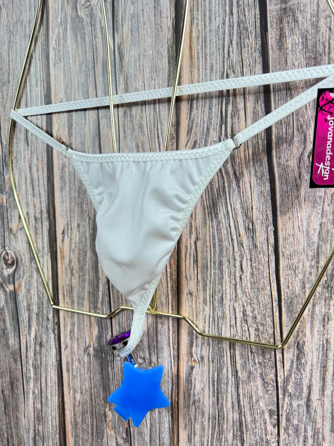 Jovanadesign Men's Plug String -feminising String - White Solid Mens ...