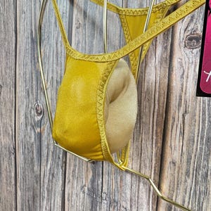 Jovanadesign V-front Extreme Micro Mens String, Shiny Gold Wet Look, Tiny Male Extremely Sexy ...