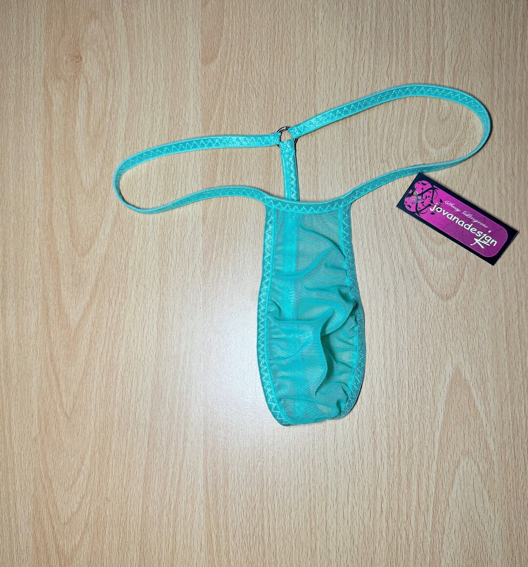 Jovanadesign Very Narrow Mens Transparent String Mint See Through Mesh ...