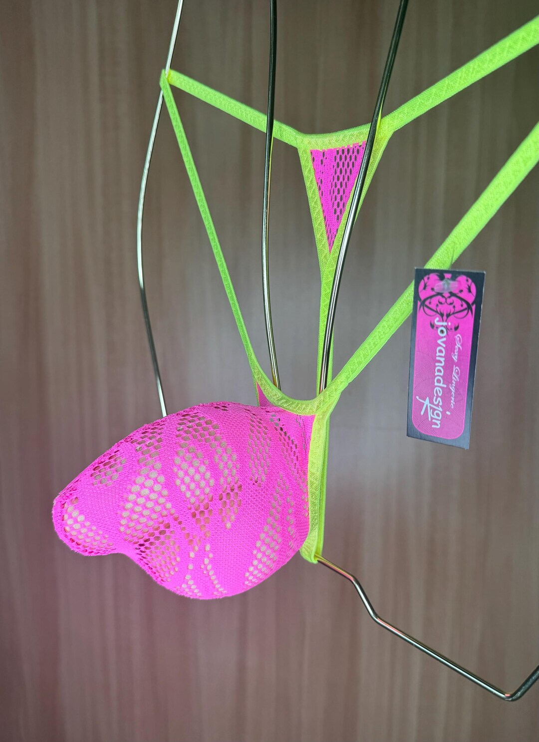 Jovanadesign 3D String 1 Push up and Push Out Mens String pink Blaze ...