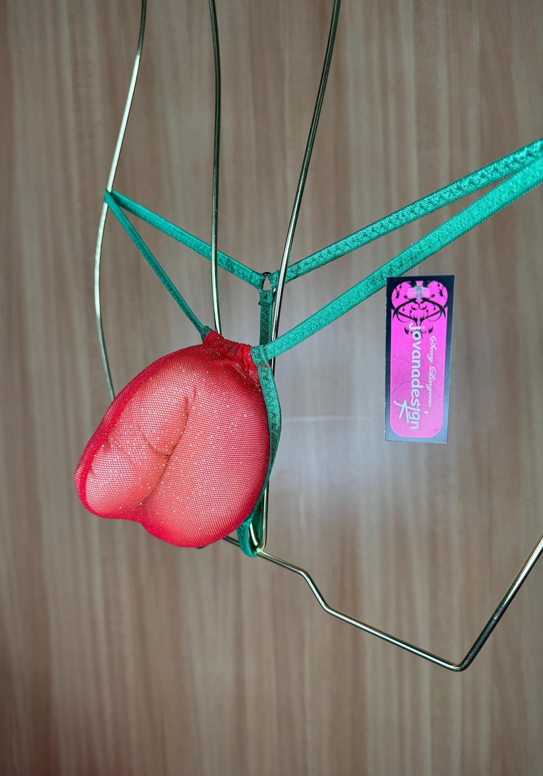 Jovanadesign Juno Mens Bulge String, Red Glitter See Thru Mesh - Green, Slide Adjustable ...