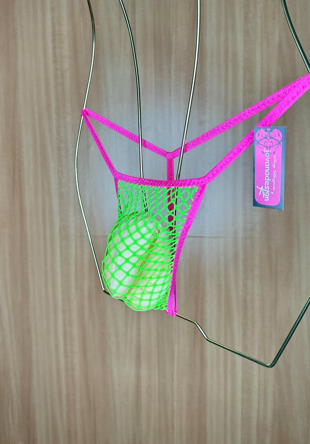 K1 String, Neon Green Large Holes Soft Fishnet Mesh/hot Pink Seamless ...