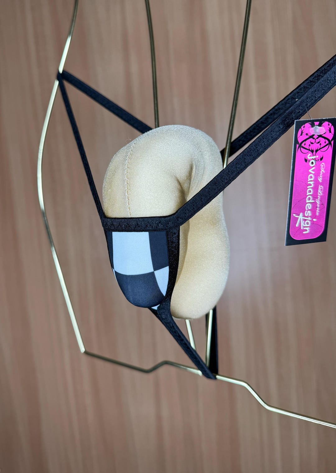 Jovanadesign Nano of Nano Mens String T-B Black White Checkerboard ...