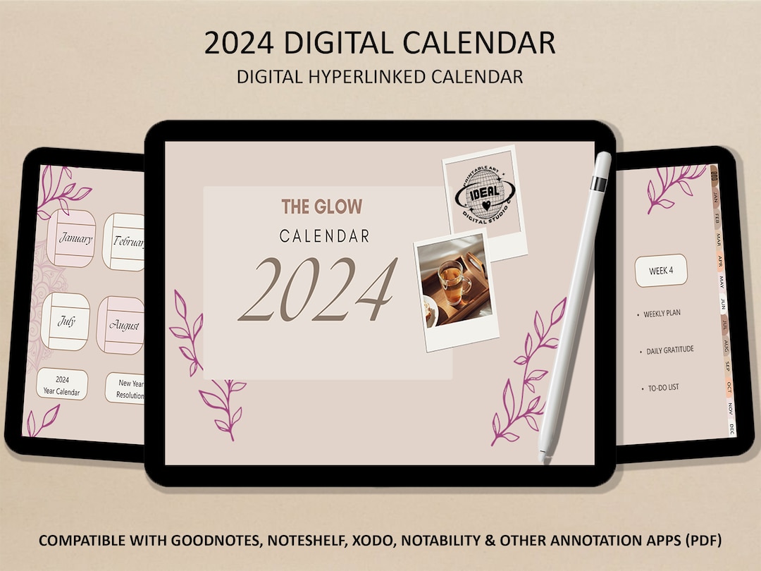 2024 Digital Monthly Calendar 2024 Monthly Planner 2024 Calendar ...