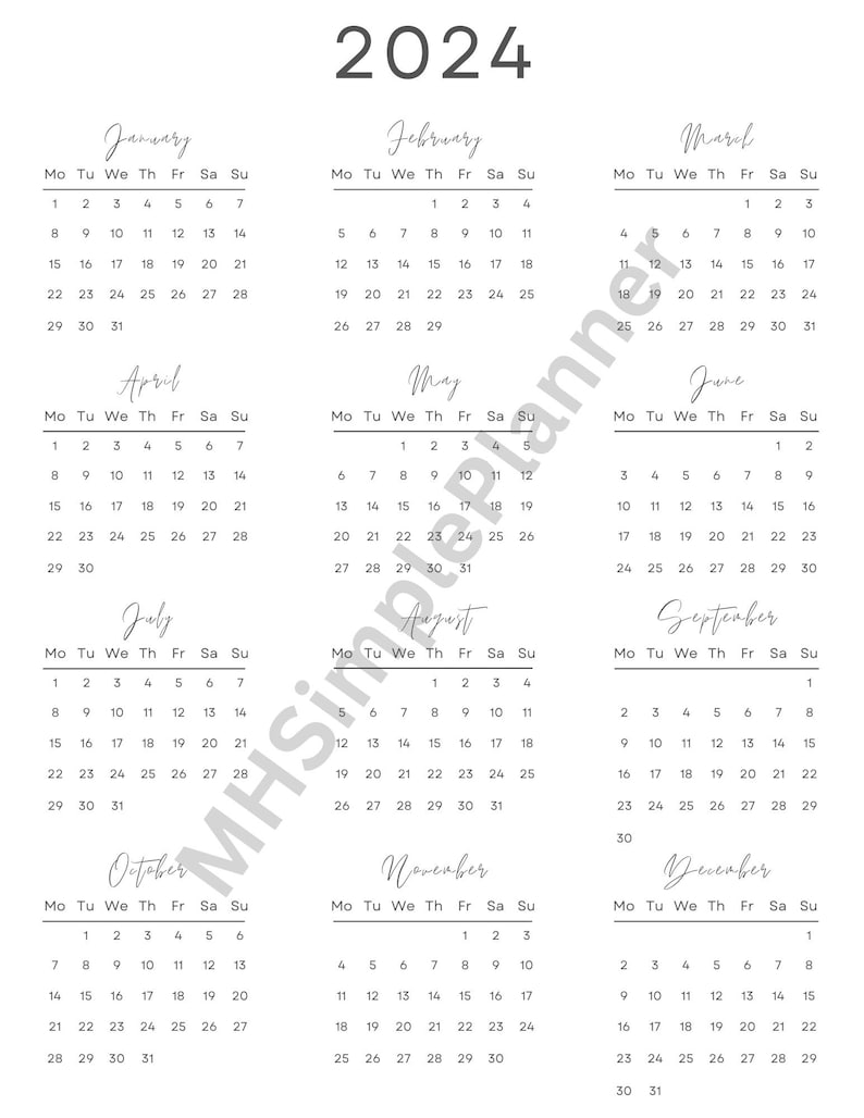 Simple 2024 Month / Week Planner - Etsy Simple 2024 Month / Week Planner - Etsy