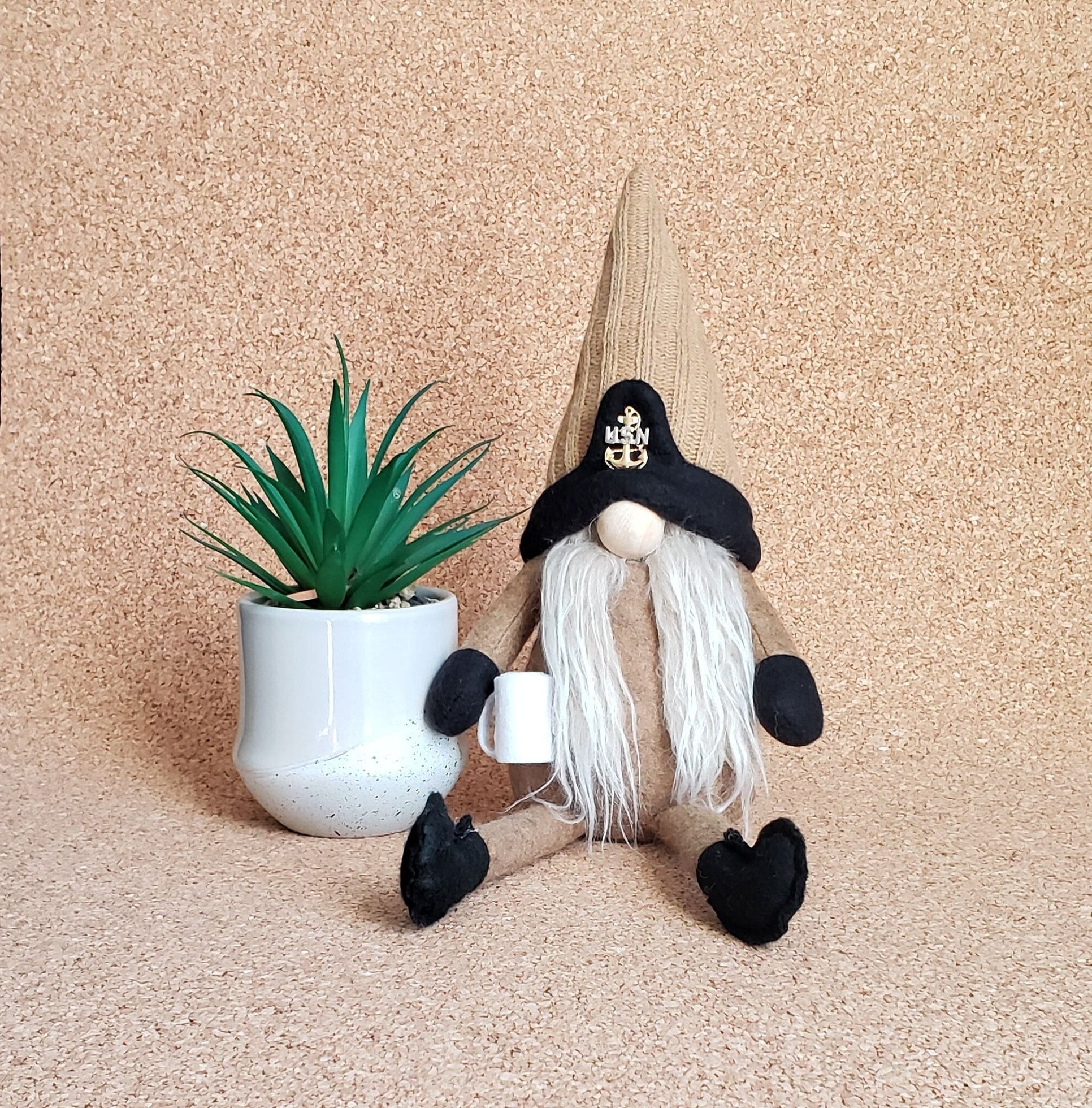 USN Khaki Coffee Drinking Gnome - Etsy
