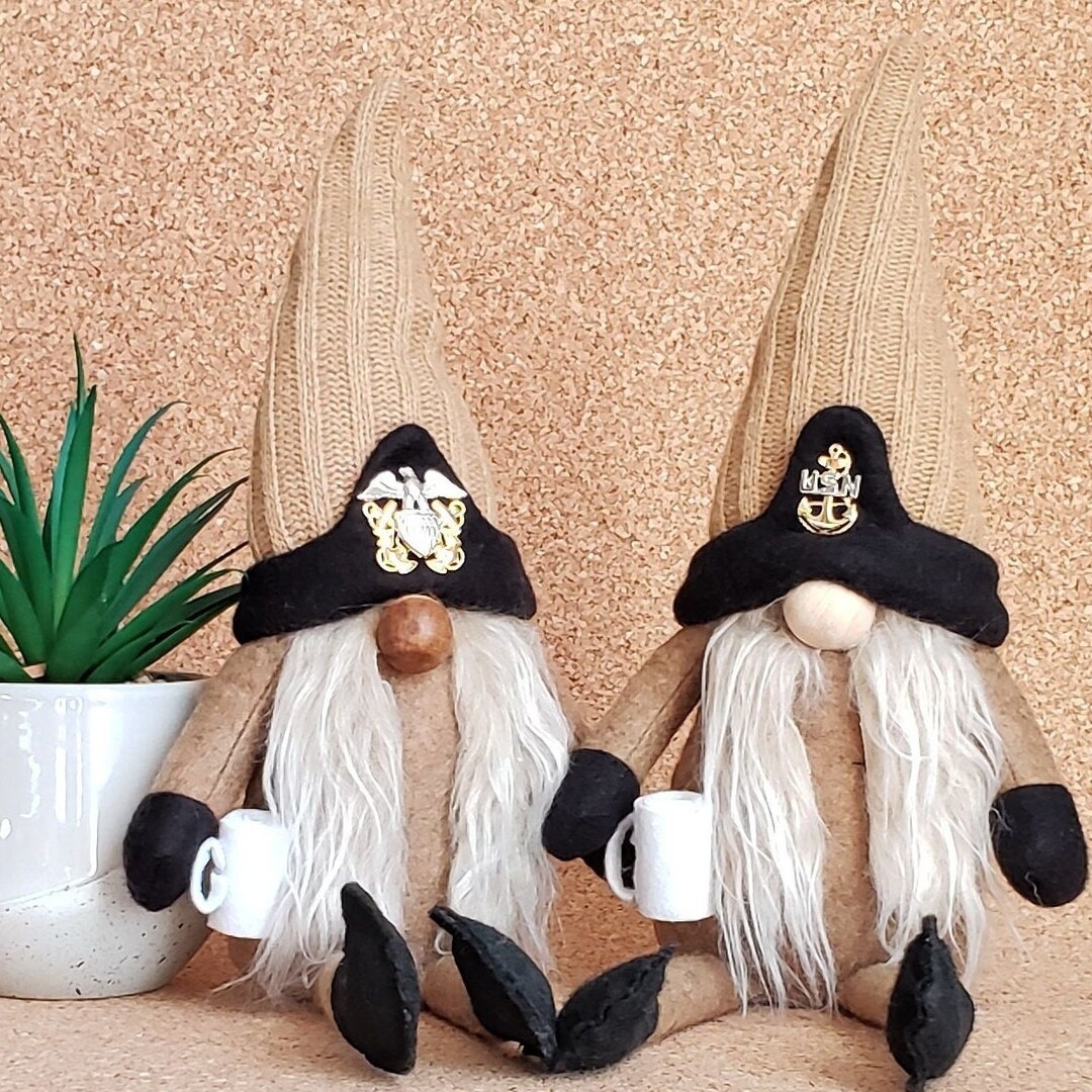 USN Khaki Coffee Drinking Gnome - Etsy