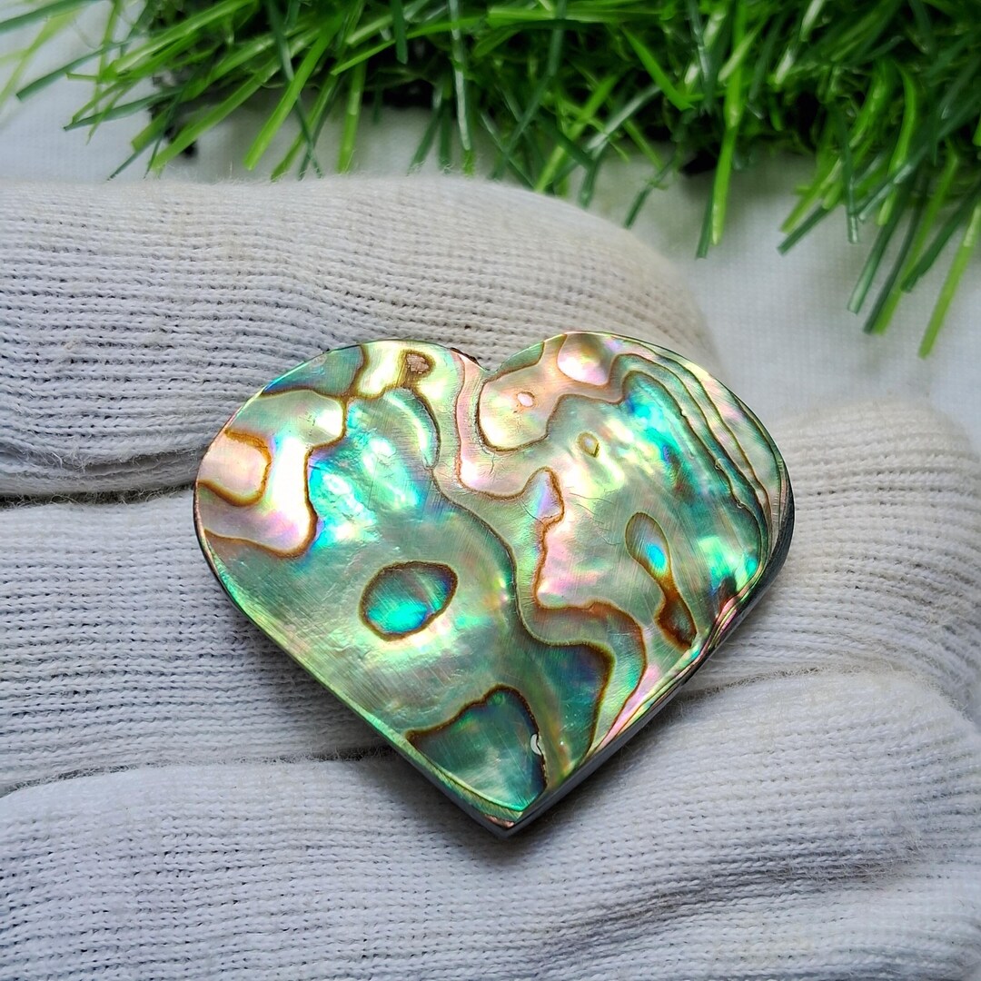 Rare Quality Abalone Shell Heart Shape Gemstone Flat Back Abalone Shell ...