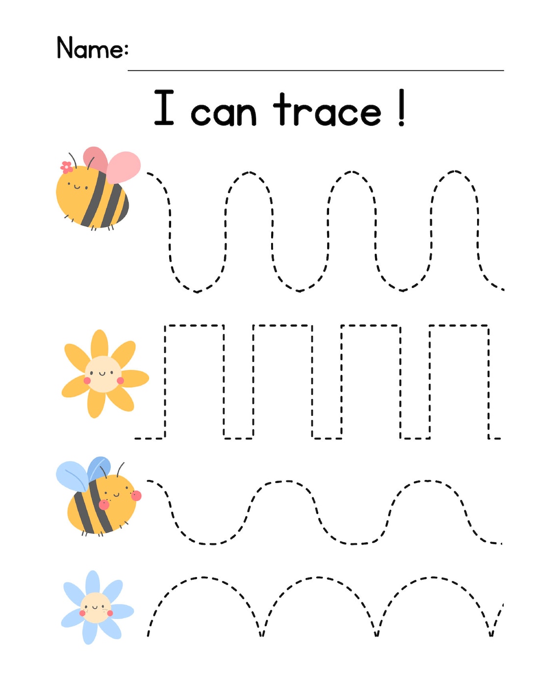 PRESCHOOL Line Tracing Honeybee - Etsy