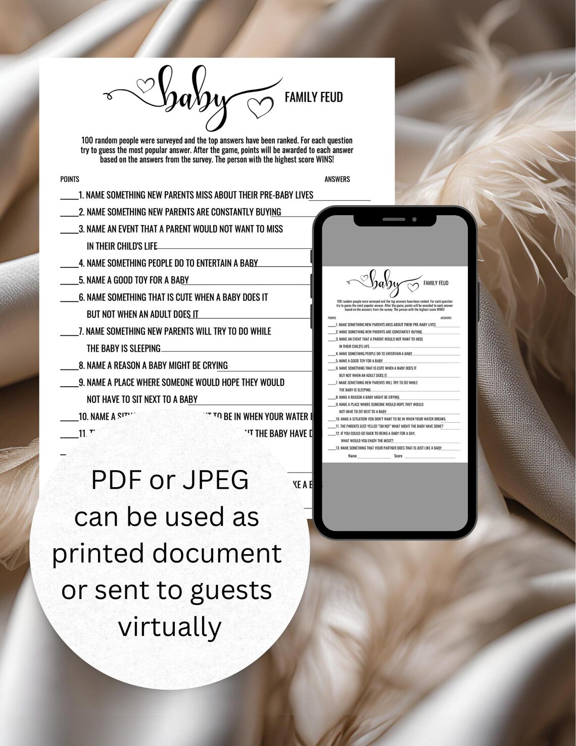 Baby Shower Game Family Feud | Baby Shower Game | Gender Neutral Baby ...