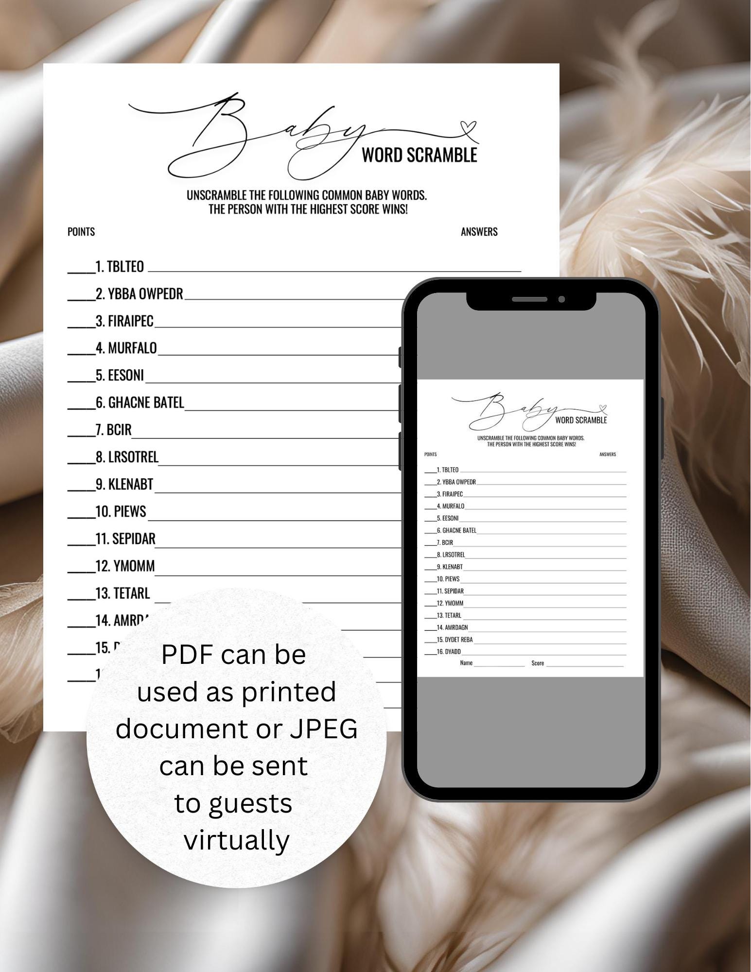 Baby Word Scramble Game | Baby Shower Word Scramble | Gender Neutral ...