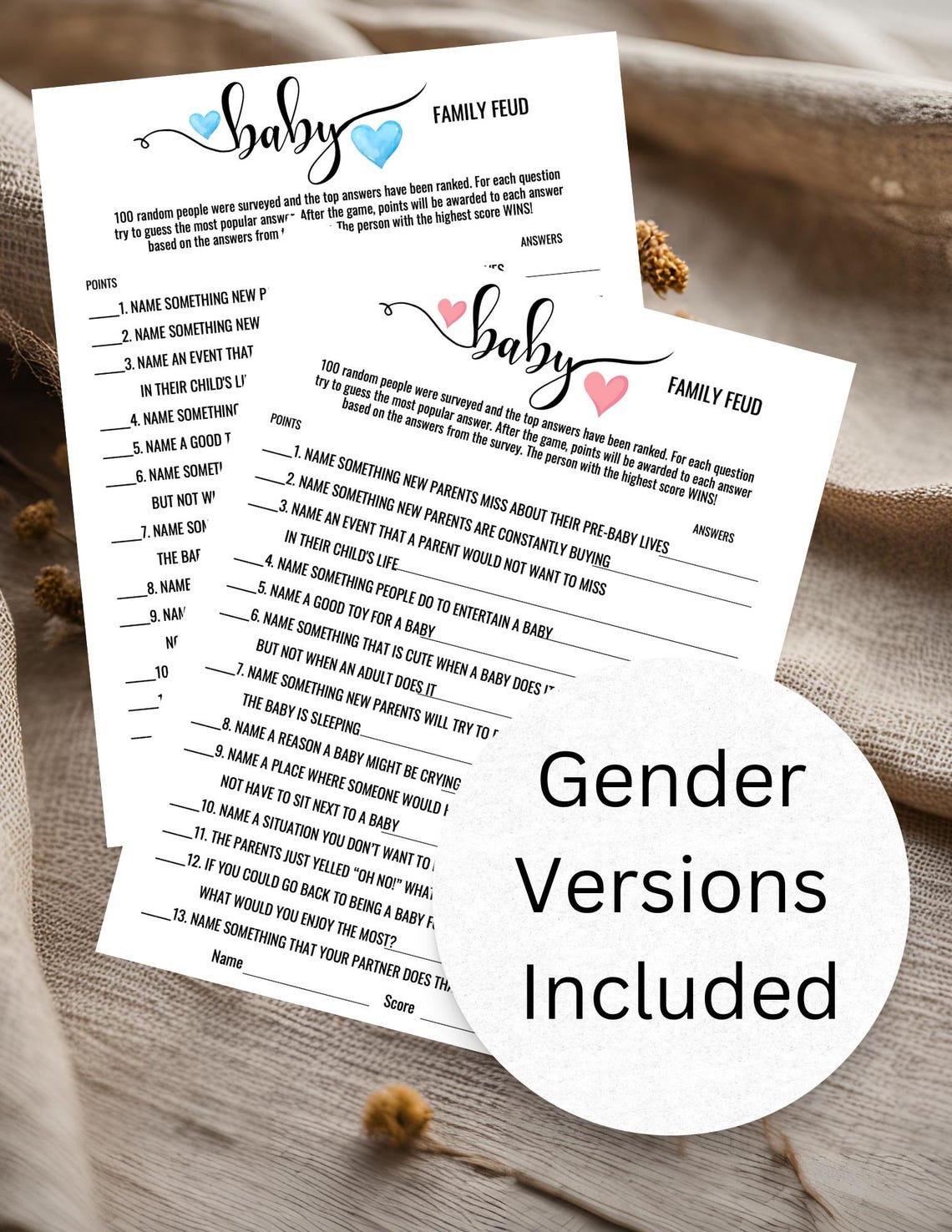 Baby Shower Game Family Feud | Baby Shower Game | Gender Neutral Baby ...