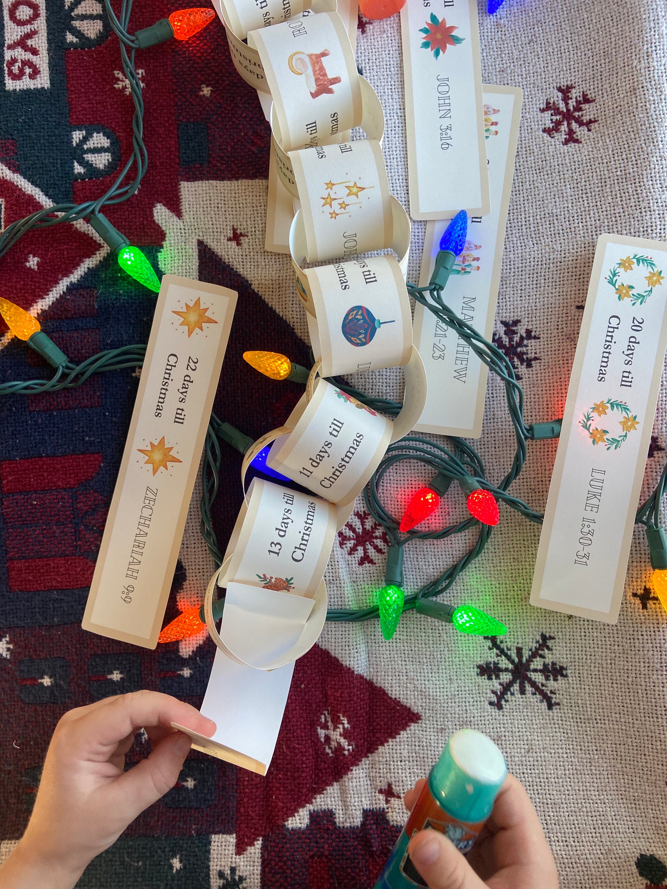 Christmas Printable Advent Paper Chain - Etsy