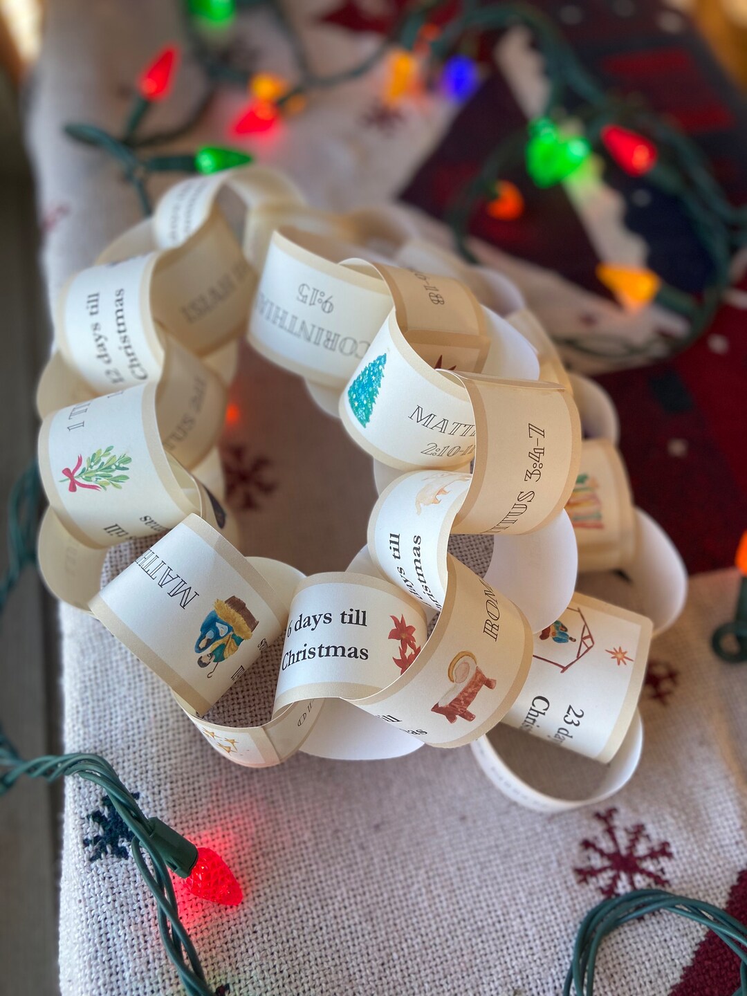 Christmas Printable Advent Paper Chain - Etsy