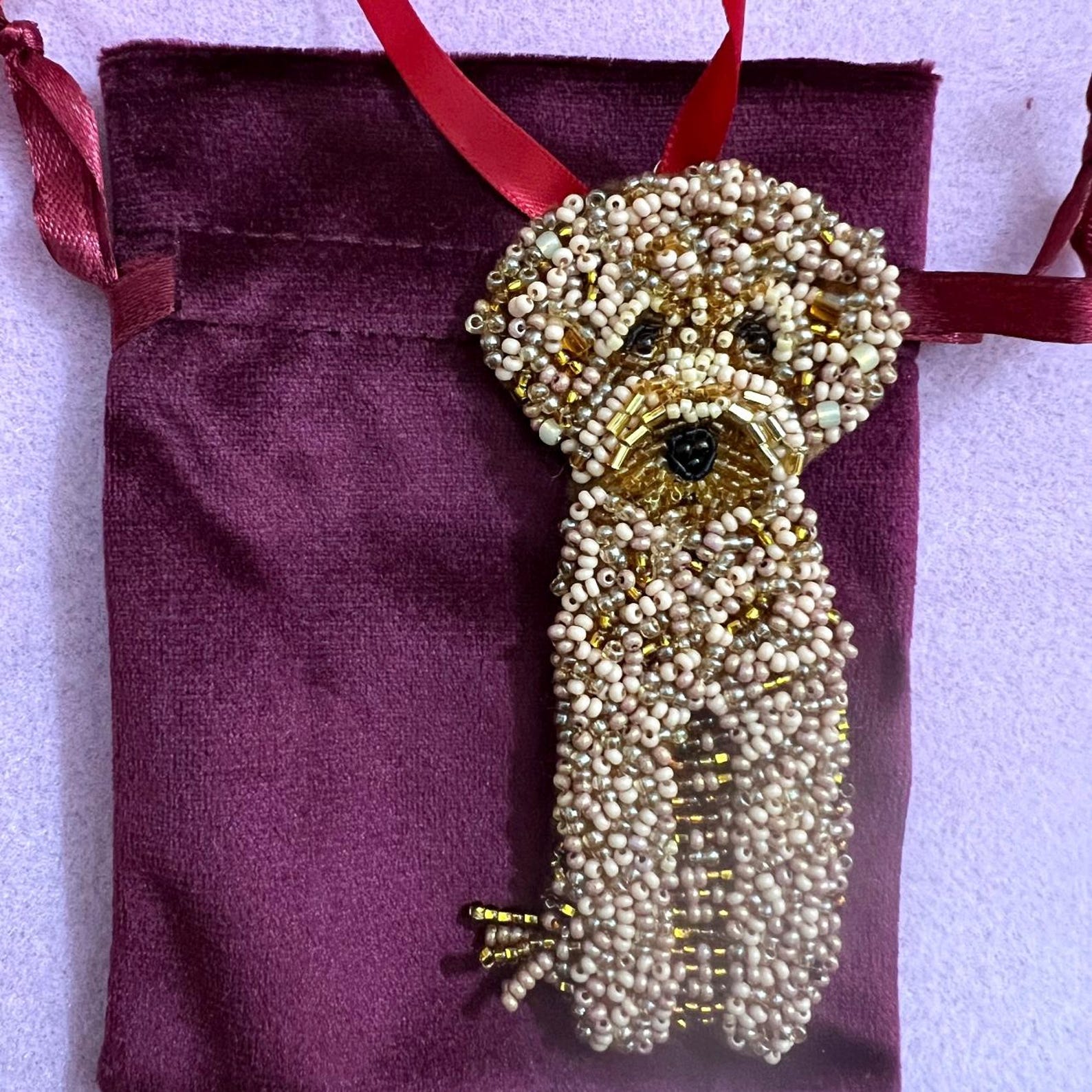 Custom Beaded Dog Ornament: Embroidered Pet Portrait Memorial - Etsy