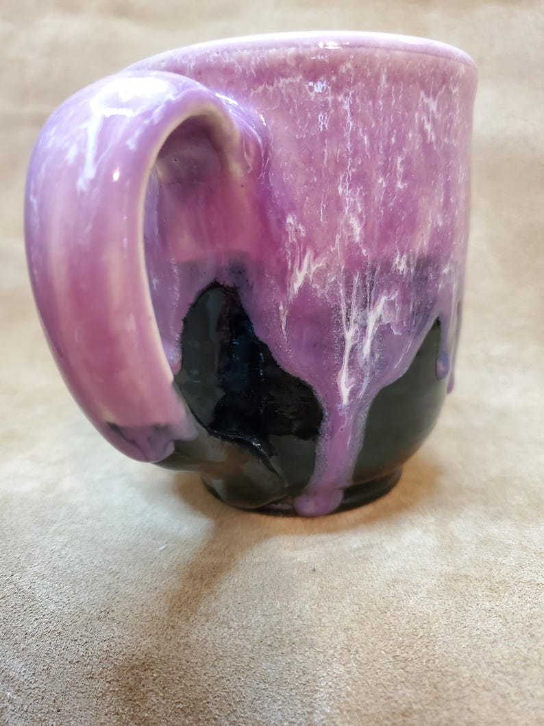 Purple and Black Pottery Mug Drippy Glaze - Etsy
