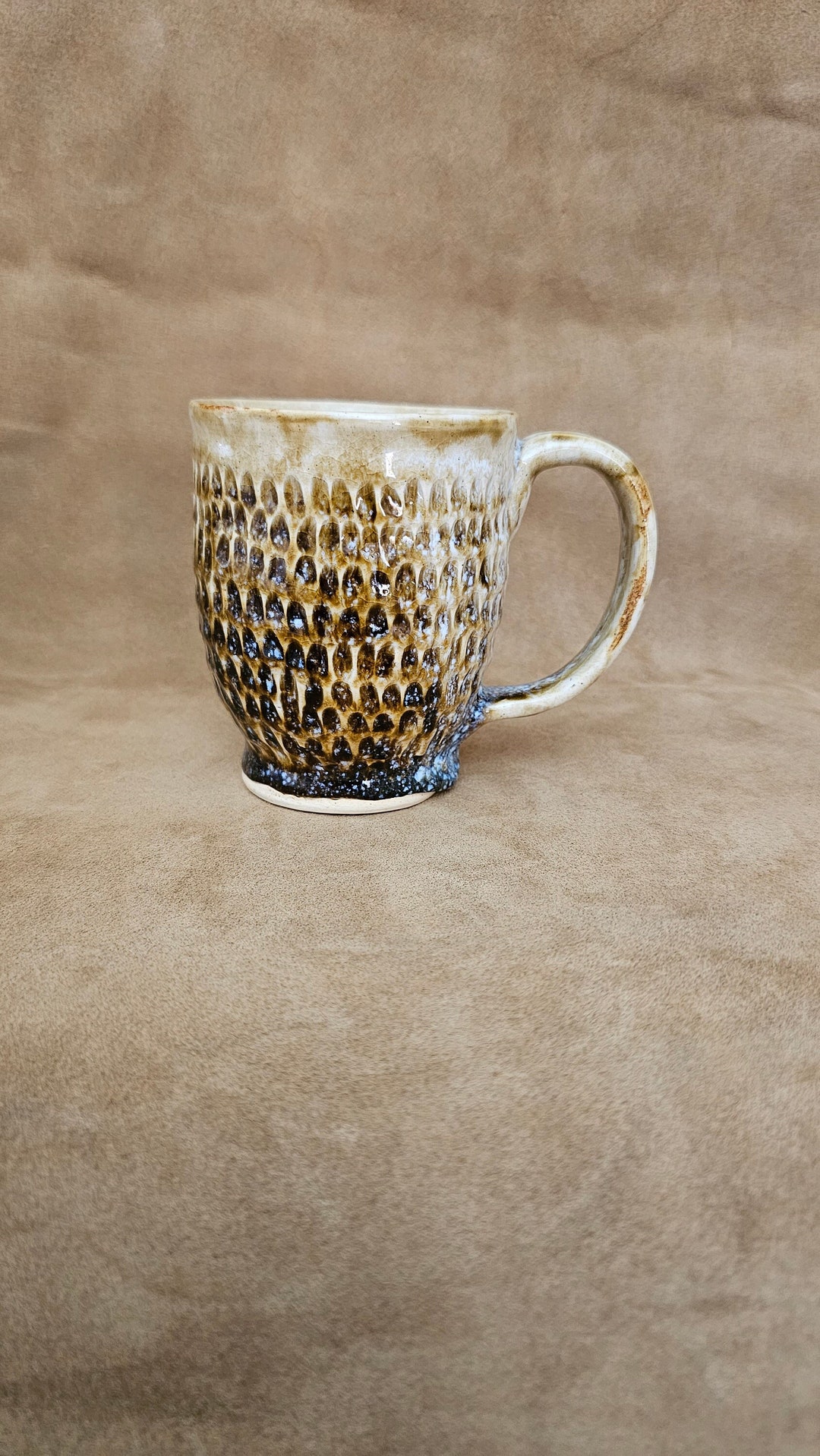 Mug Pottery Handmade Stoneware Mug Coffee Brown Unique Scales Handmade ...