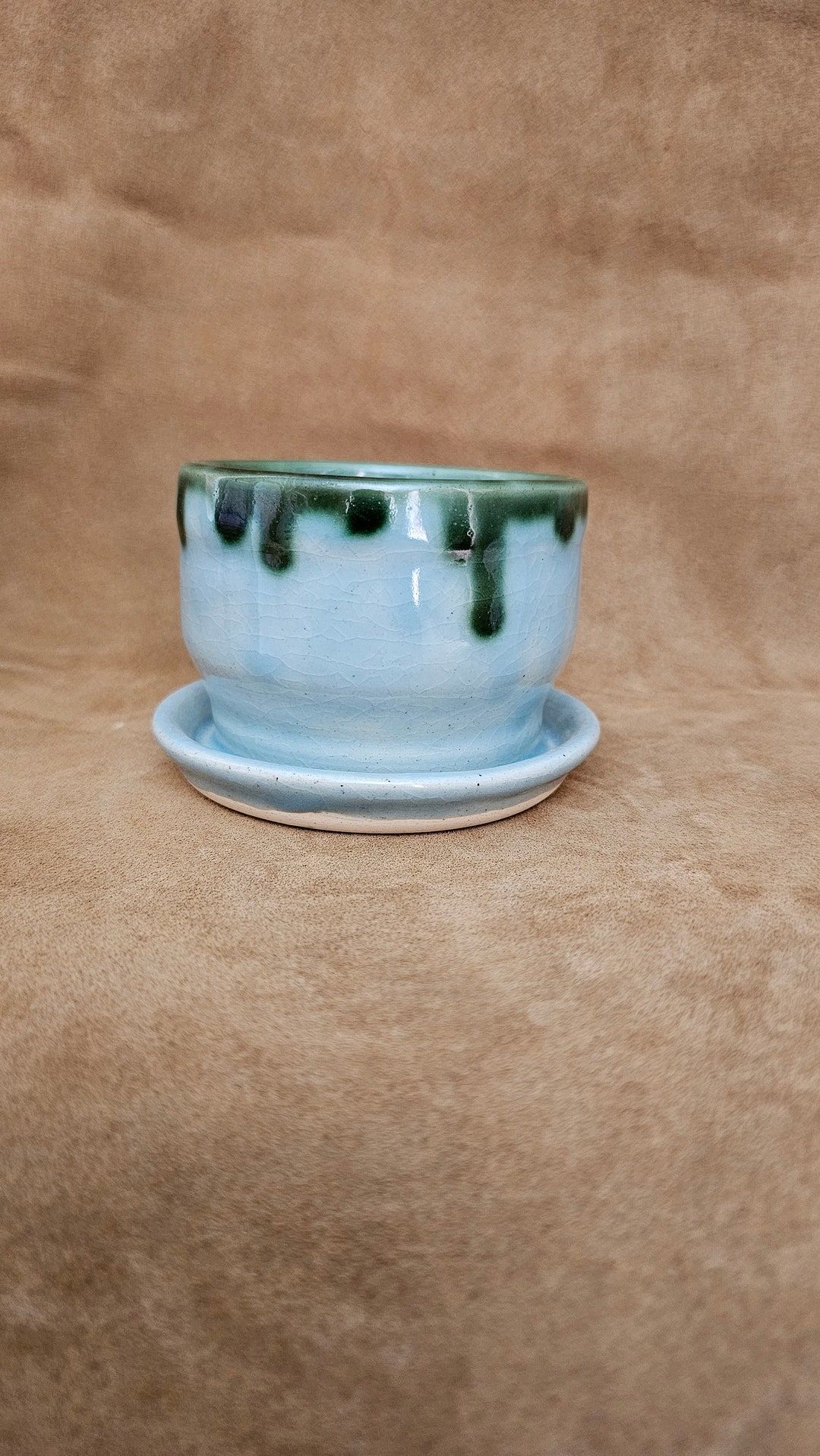 Planter Pottery Handmade Stoneware Planter Light Blue Pot Handmade ...