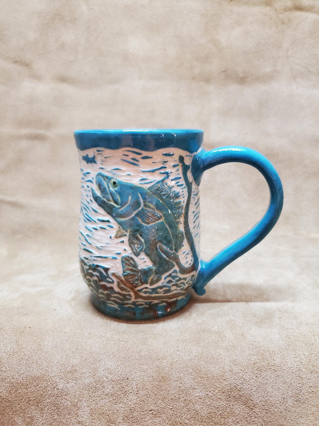Northern Pike Sgraffito Carved Stoneware Pottery Fish Mug - Etsy