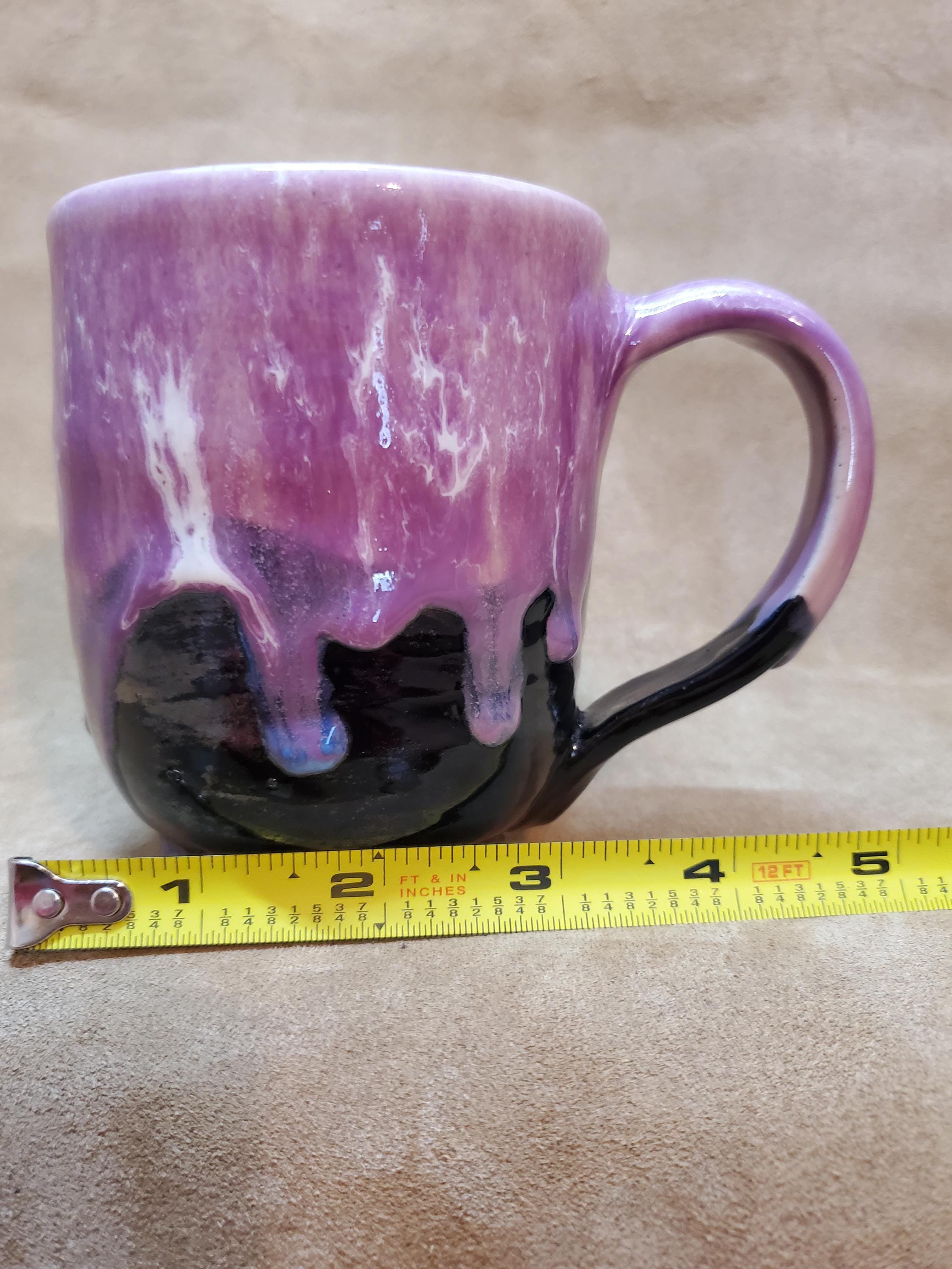 Purple and Black Pottery Mug Drippy Glaze - Etsy