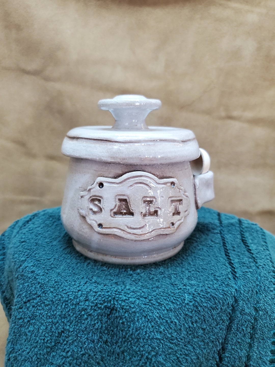 Salt Cellar Pottery Handmade Stoneware Salt Pig Salt Container Pottery ...