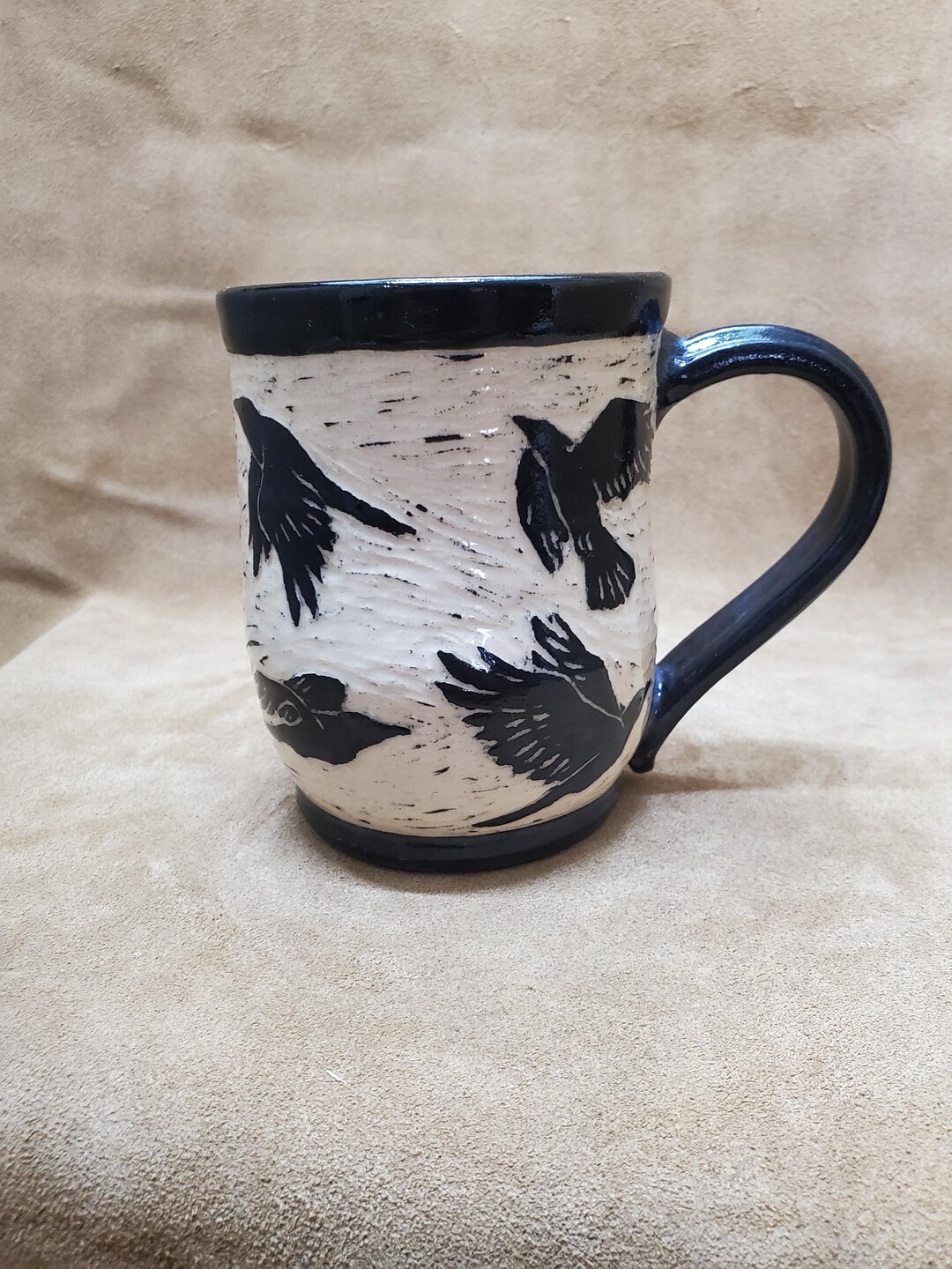 Conspiracy of Ravens - Murder of Crows Sgraffito Carved Stoneware Mug ...