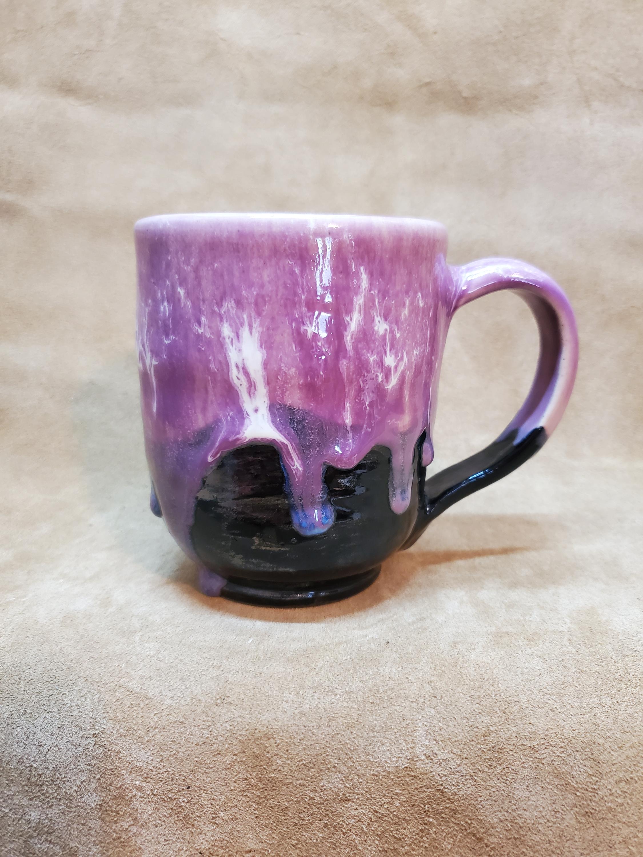 Purple and Black Pottery Mug Drippy Glaze - Etsy