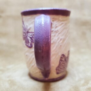 Purple Butterfly Sgraffito Carved Stoneware Pottery Cup/mug - Etsy