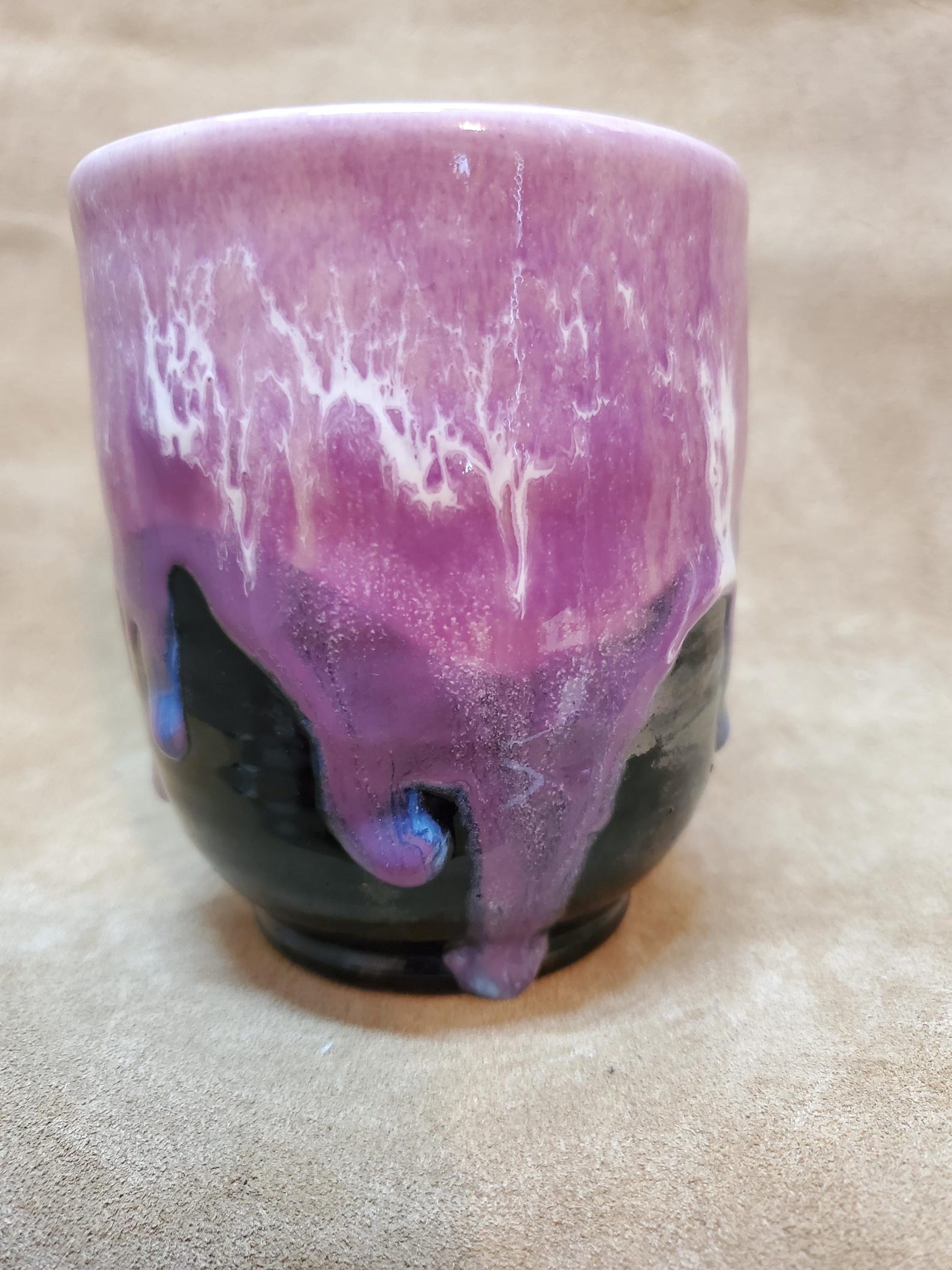 Purple and Black Pottery Mug Drippy Glaze - Etsy