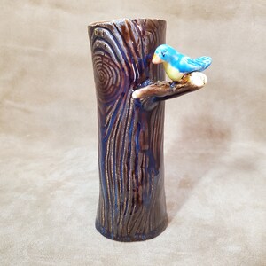 Tree Stump Vase With Blue Bird on Branch - Etsy