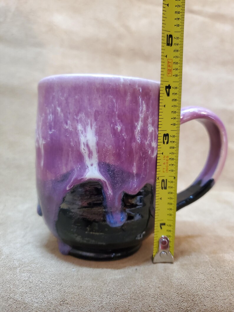 Purple and Black Pottery Mug Drippy Glaze - Etsy