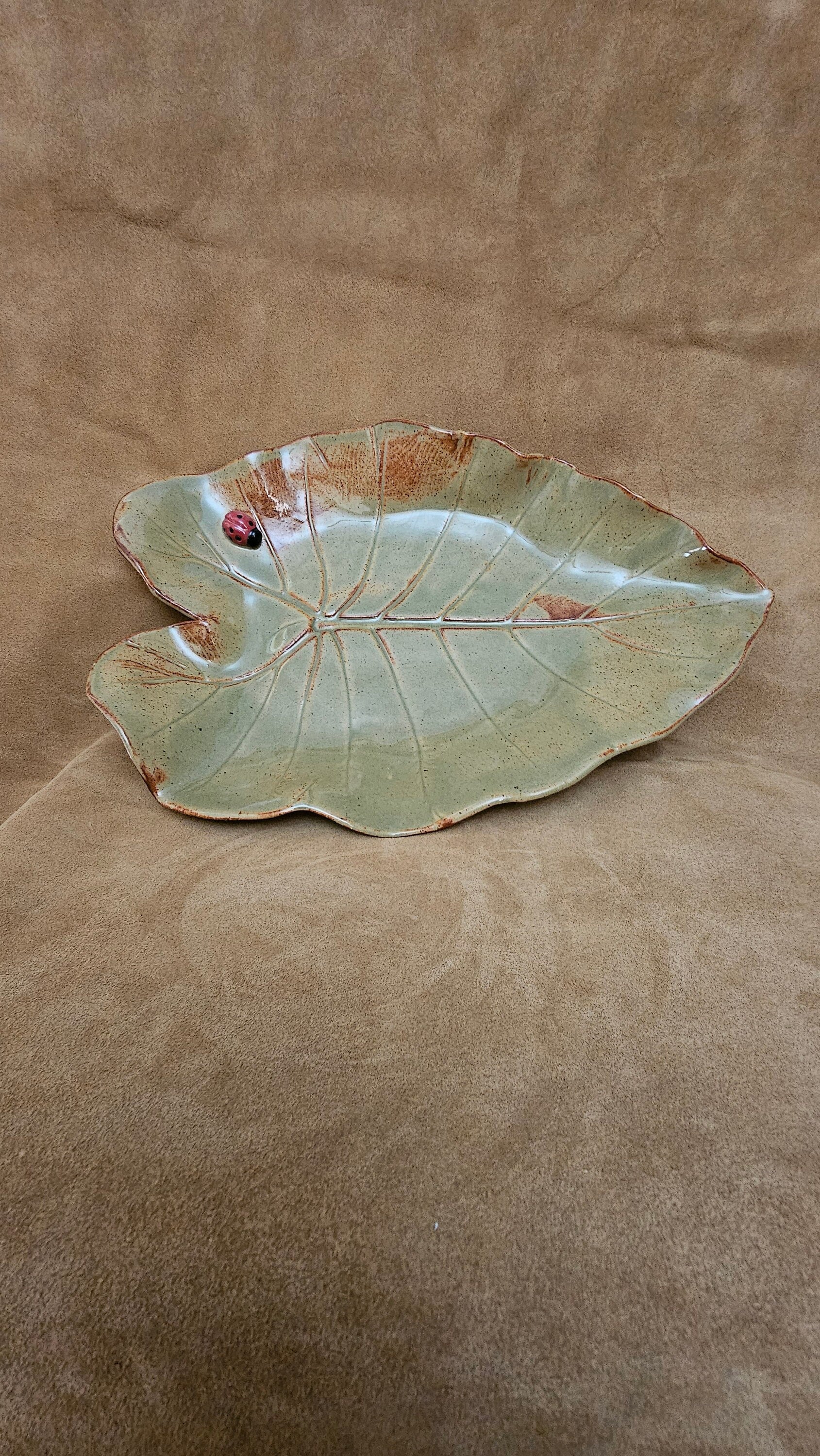 Pottery Serving Dish Pottery Green Leaf Stoneware Server Red - Etsy