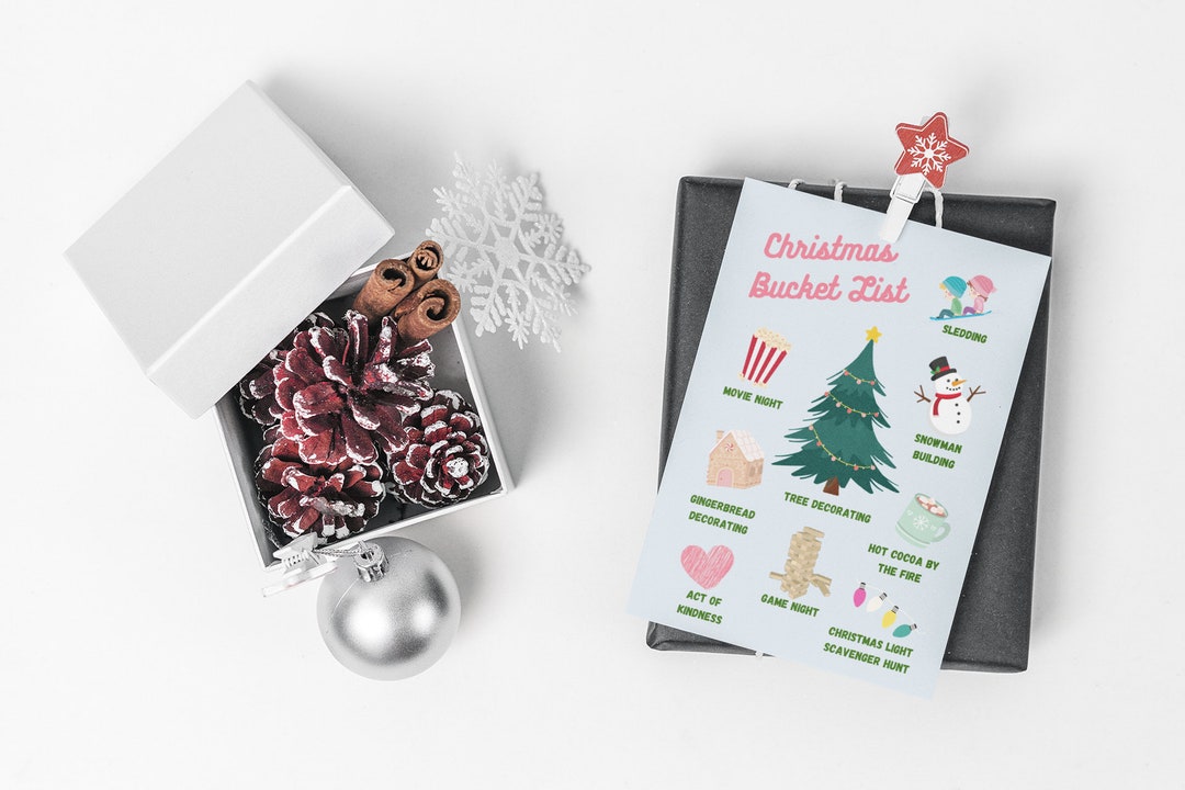 Christmas Bucket List Gift Tags, Family Postcards, Teacher or Neighbor ...