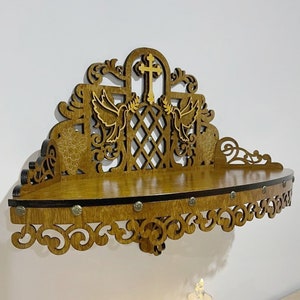 Wooden Walnut Display Wall Shelf Display Icons Christian Altar Wood ...
