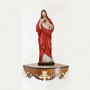 Corner Shelf Statue Display Jesus Christ God Lord Virgin Mary Angels ...